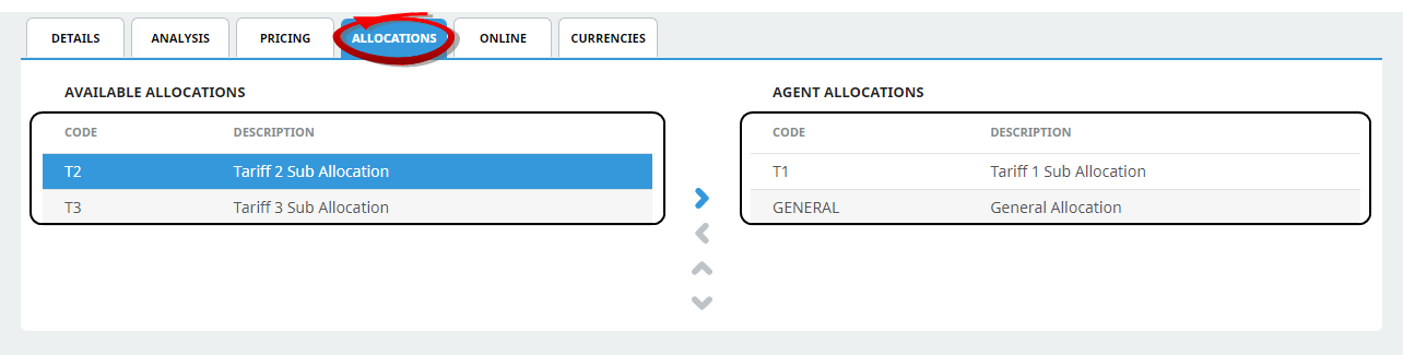 Debtor Allocations Tab